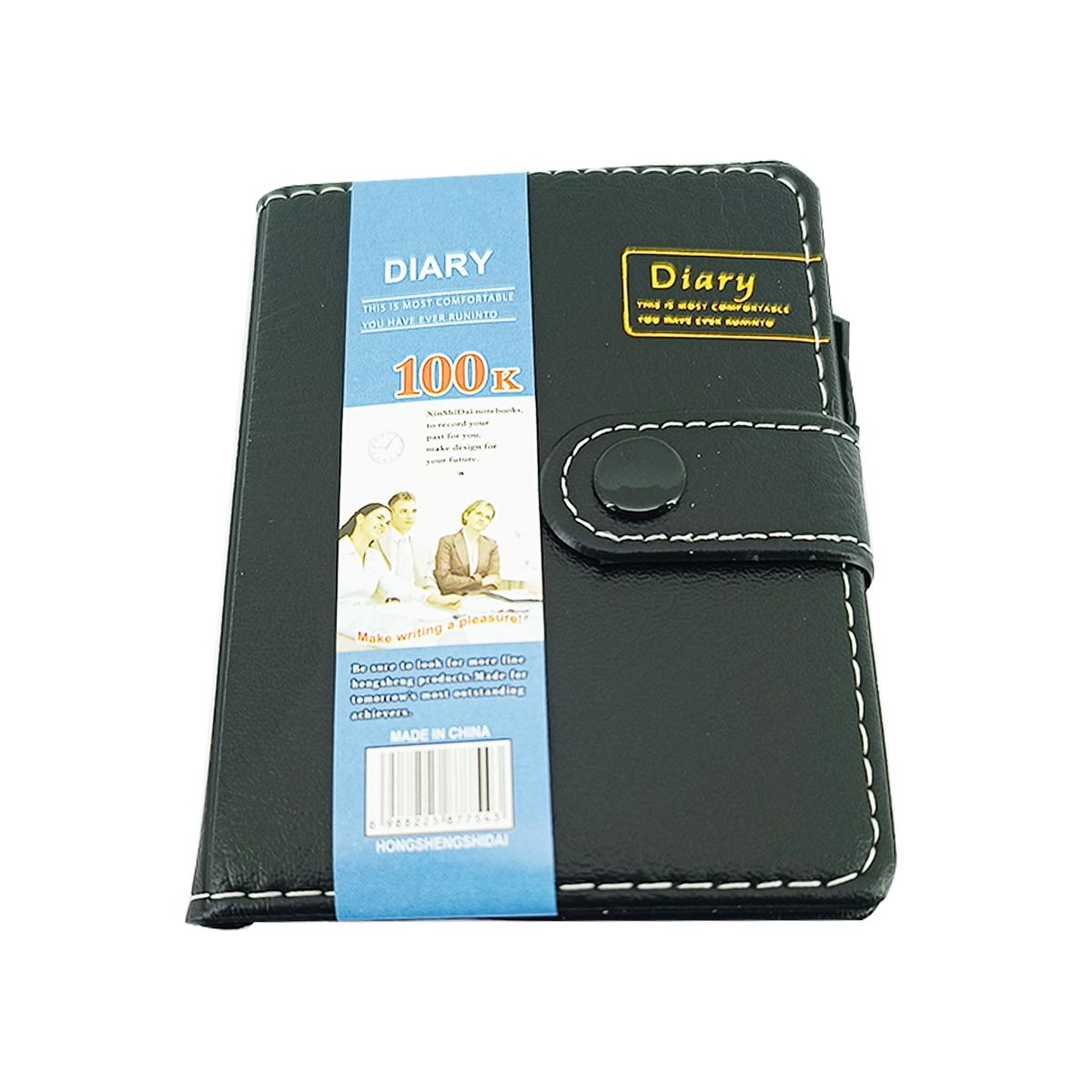 Mini Diário Capa Couro Sintético 64 Páginas e Caneta
